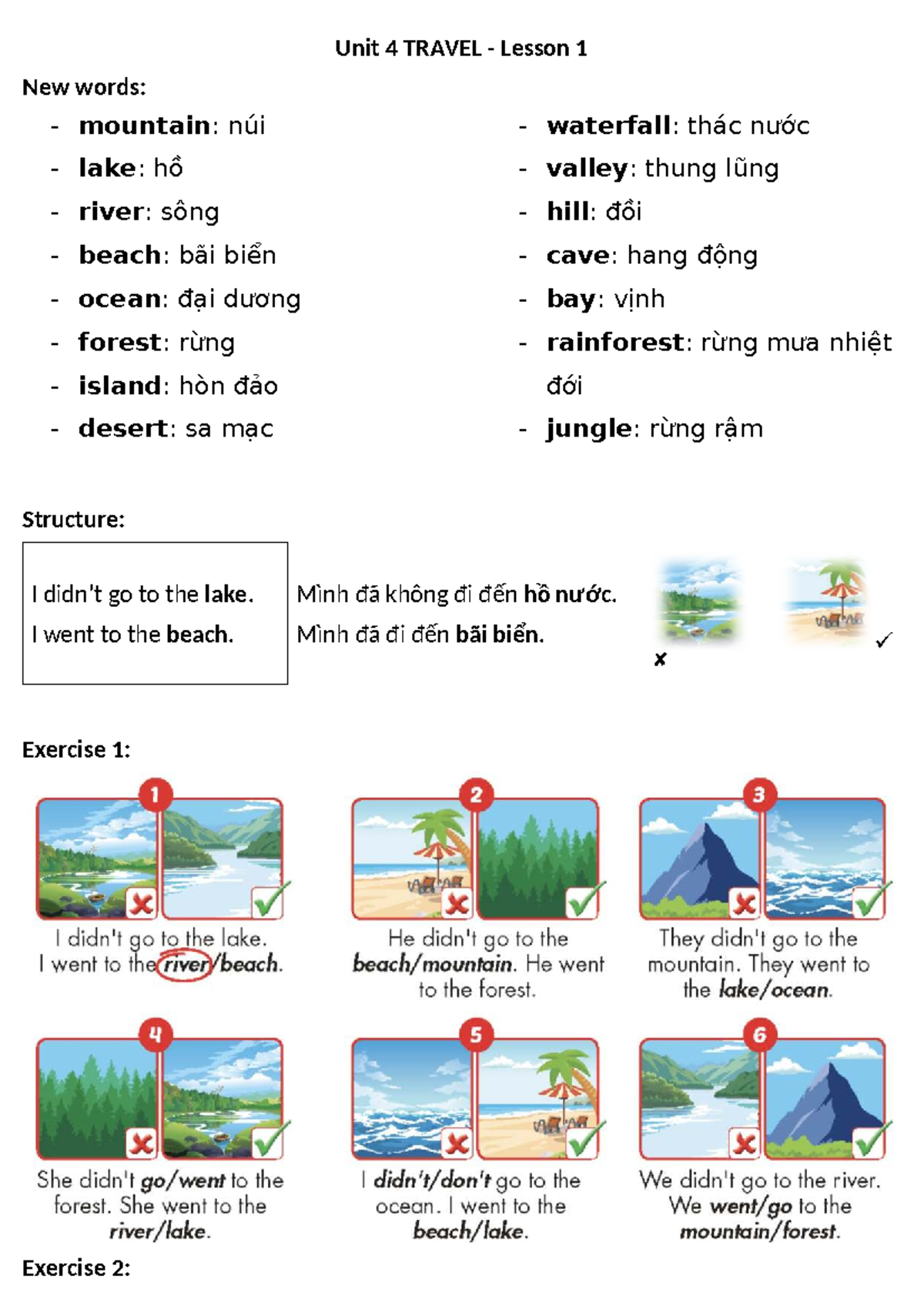 Unit 4 TRAVEL - Lesson 1 Vocabulary and Exercises - Studocu