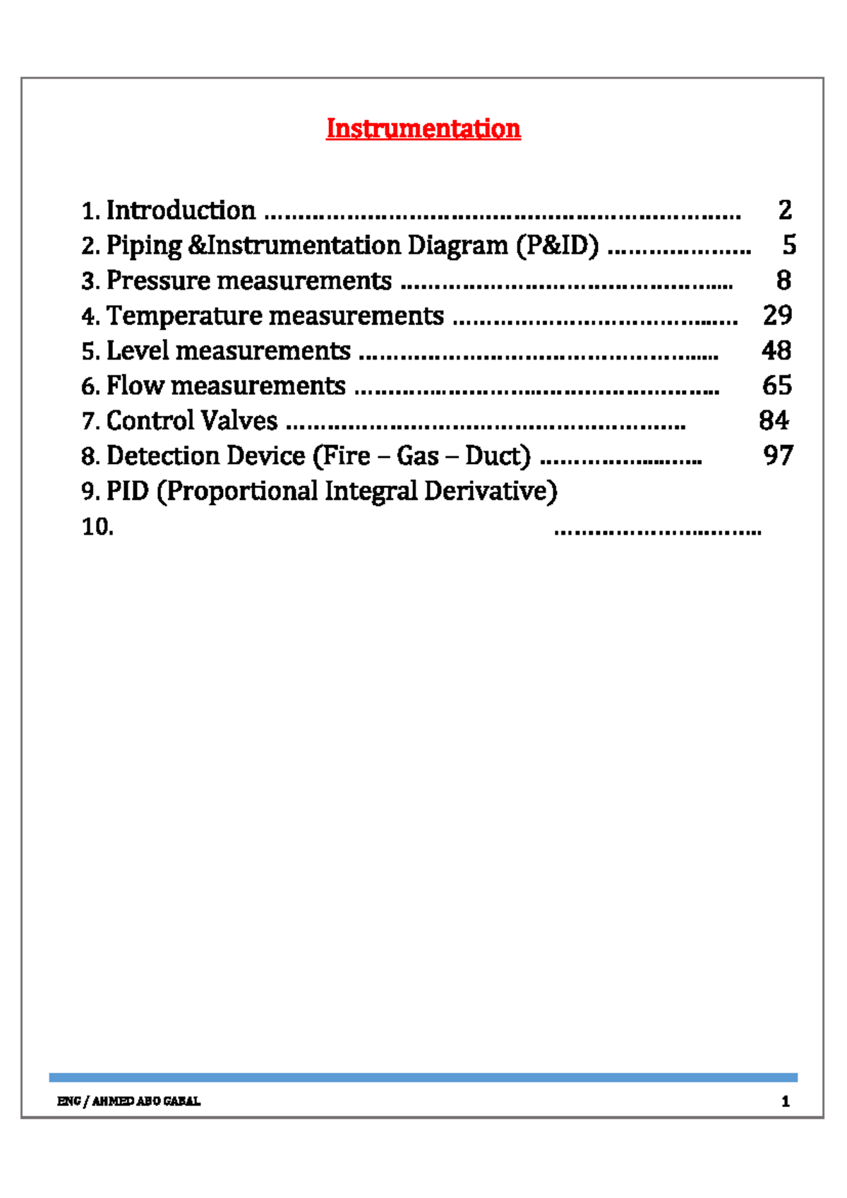 ENG AHMED ABO GABAL - Instrumentation Overview and Control Systems ...