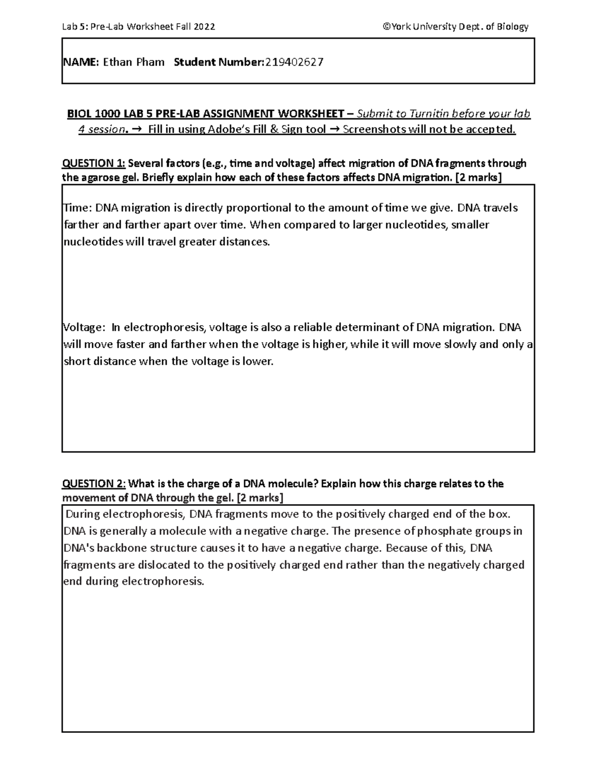 Lab 5 Pre-Lab Worksheet F22 - of Biology NAME: Ethan Pham Student ...