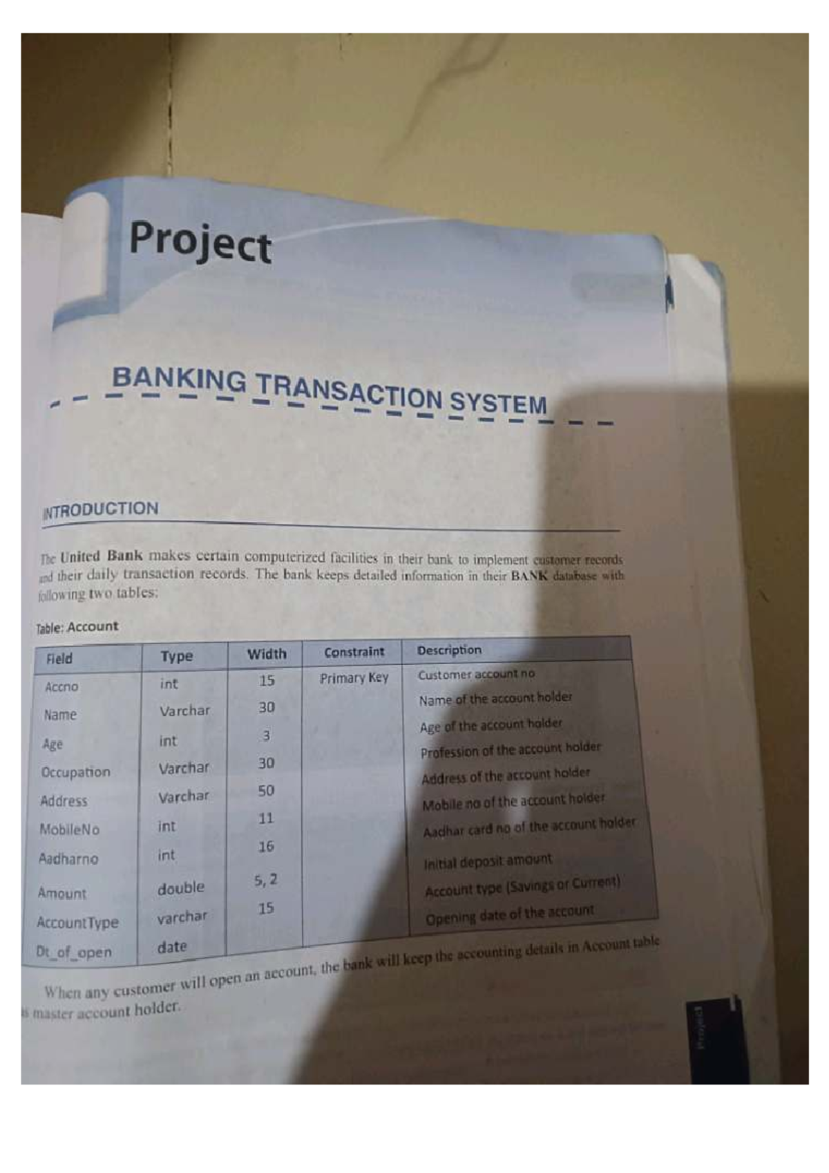 Project BANKING TRANSACTION SYSTEM: MySQL Database Design & Functions ...
