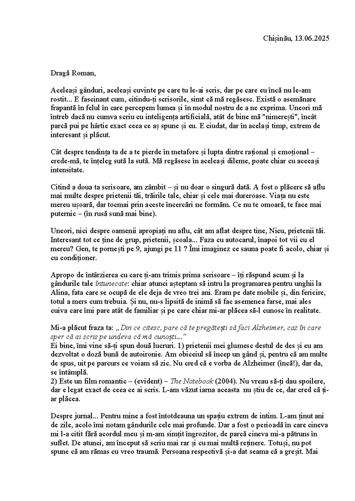 Scrisoare de Răspuns: Gânduri și Amintiri - 3 - fghj - Studocu