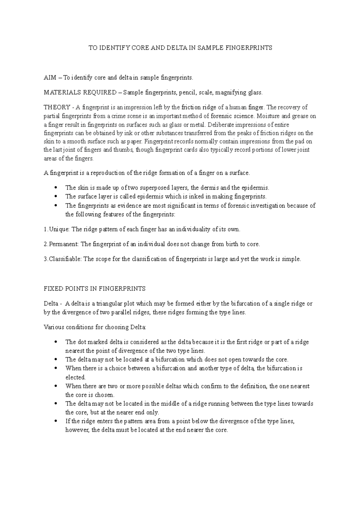 3rd sem practical-1 - TO IDENTIFY CORE AND DELTA IN SAMPLE FINGERPRINTS ...