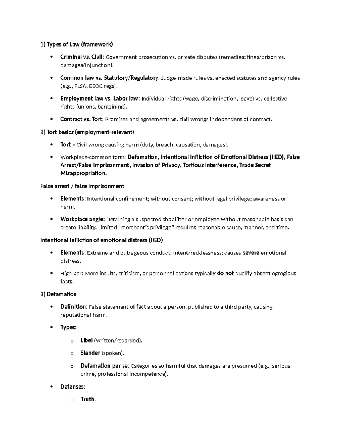Employment Law Overview: Key Concepts & Legal Considerations (LAW 101 ...