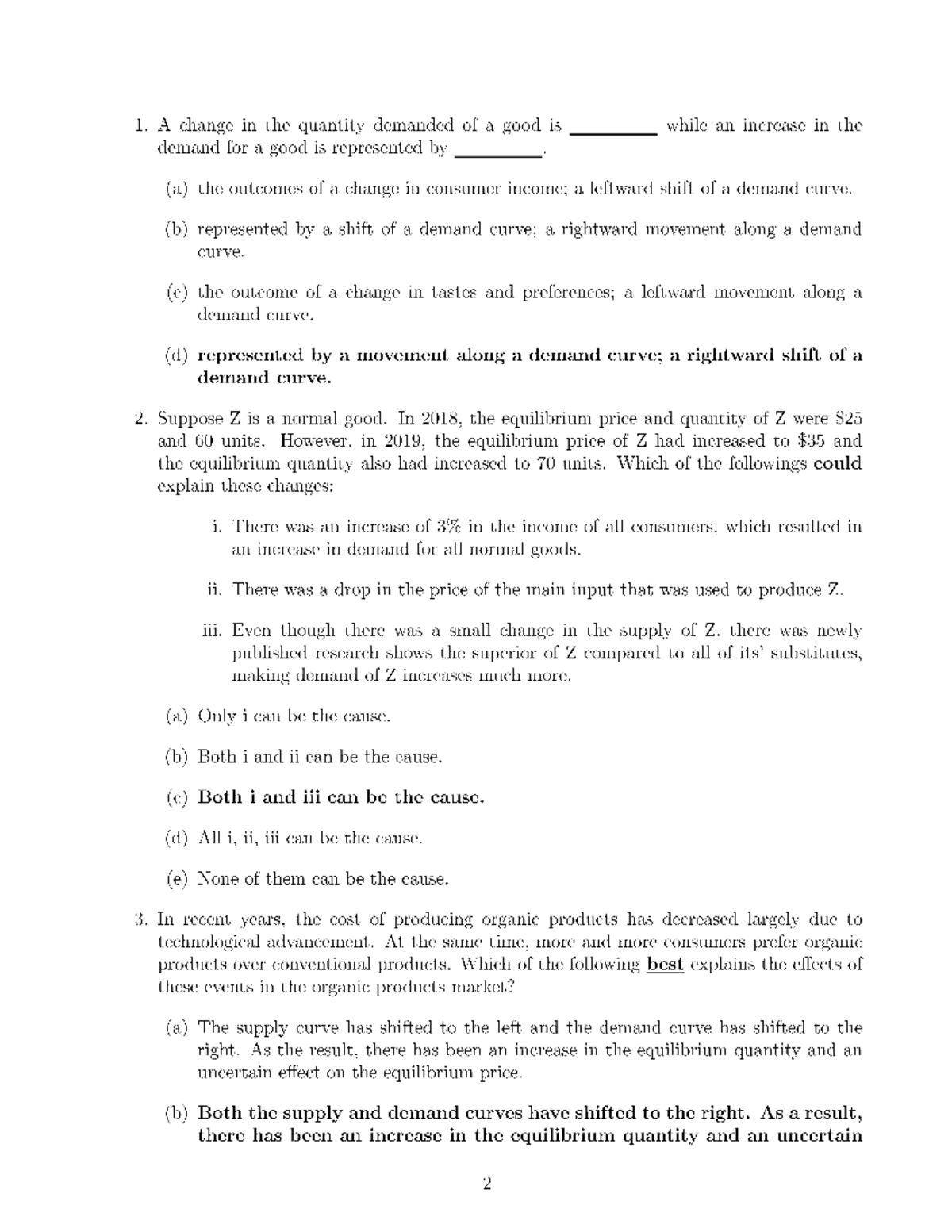 Midterm Quiz Study Guide: Key Economic Concepts and Demand Analysis ...