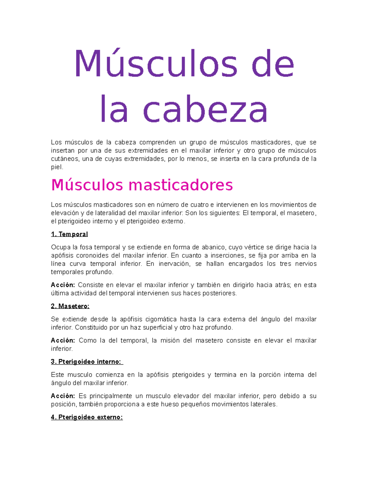 Resumen Capítulo 17: Músculos de la Cabeza - Quiroz - Studocu