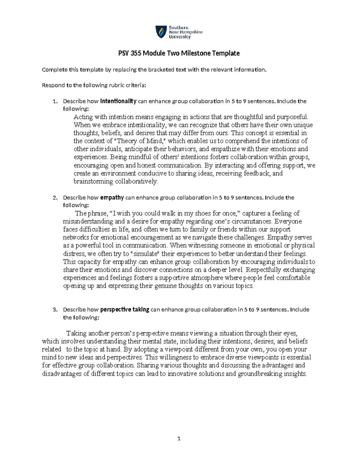 PSY 355 Module Two Milestone: Enhancing Group Collaboration - Studocu