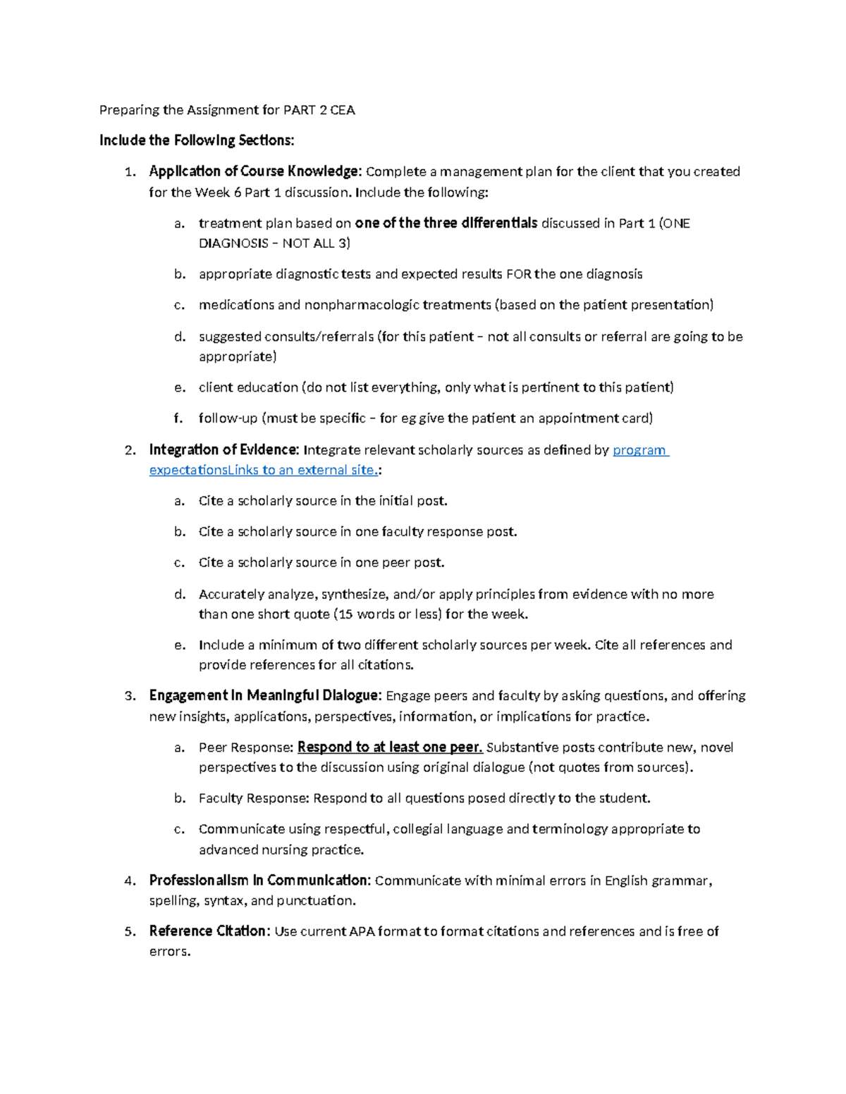 Week 6 Assignment Guidance for PART 2 CEA: Management Plan & Evidence ...