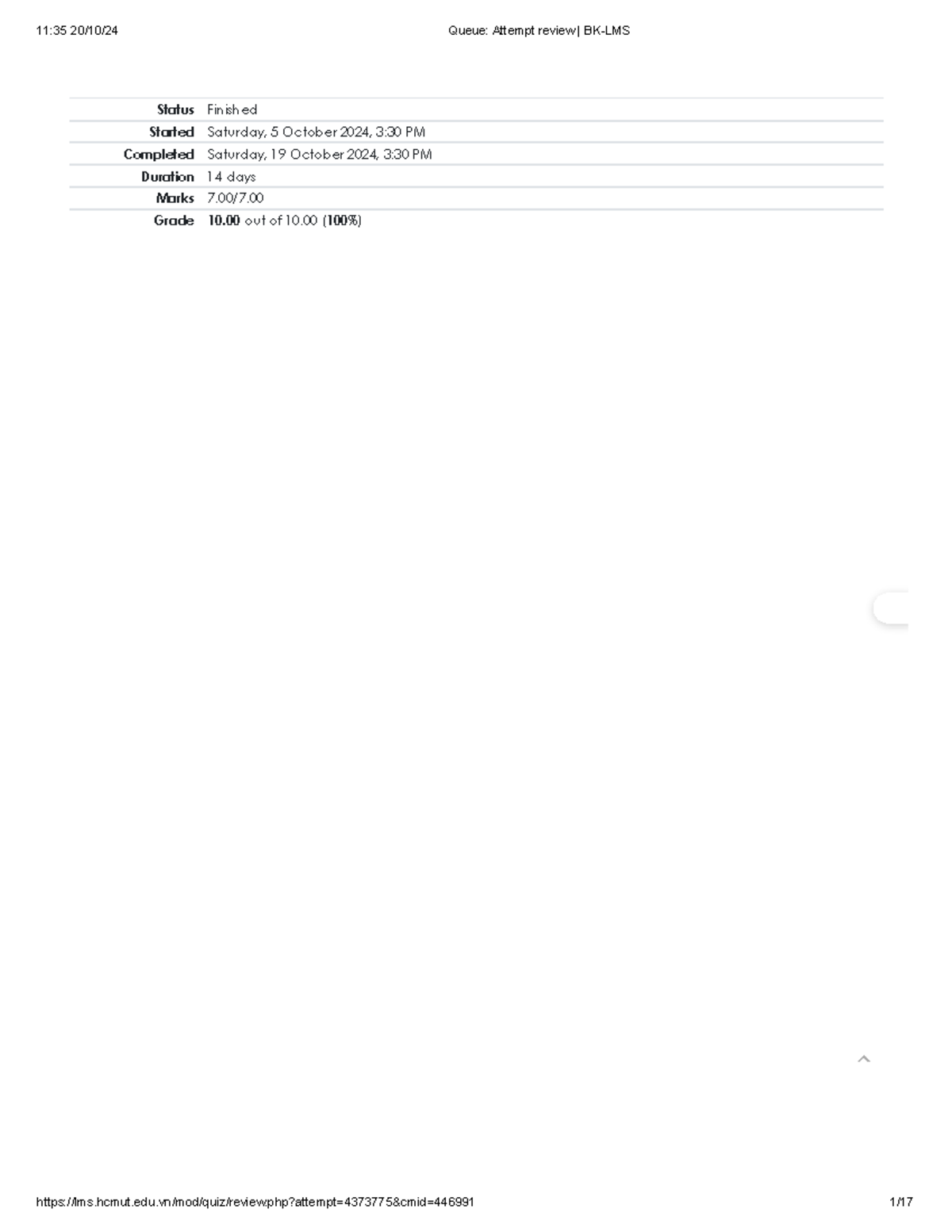 Queue Attempt Review - BK-LMS - Studocu