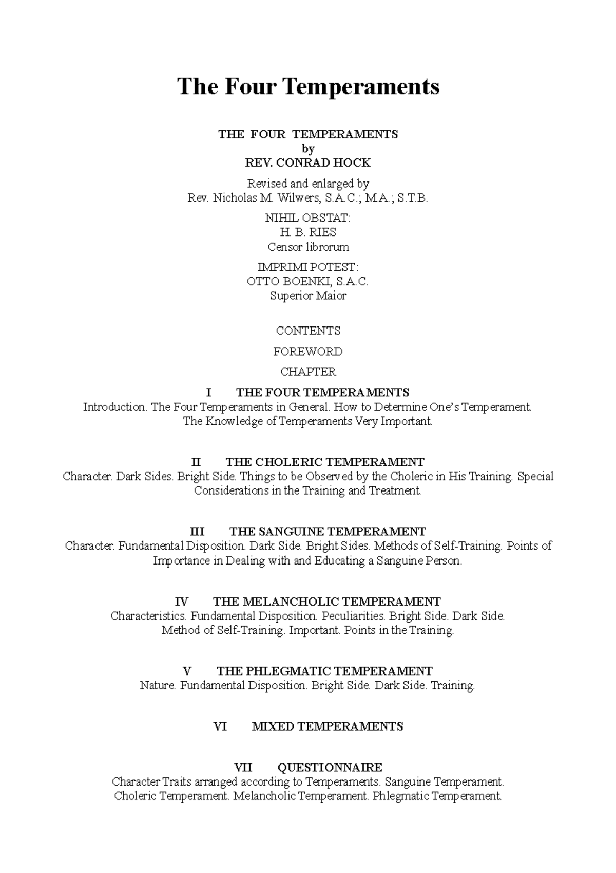 The 4 Temperaments Hock - The Four Temperaments THE FOUR TEMPERAMENTS ...