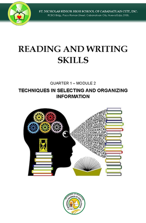 Module 11 Reading and Writing Skills Grade 11 - READING AND WRITING SKILLS QUARTER 2 – MODULE 1 ...