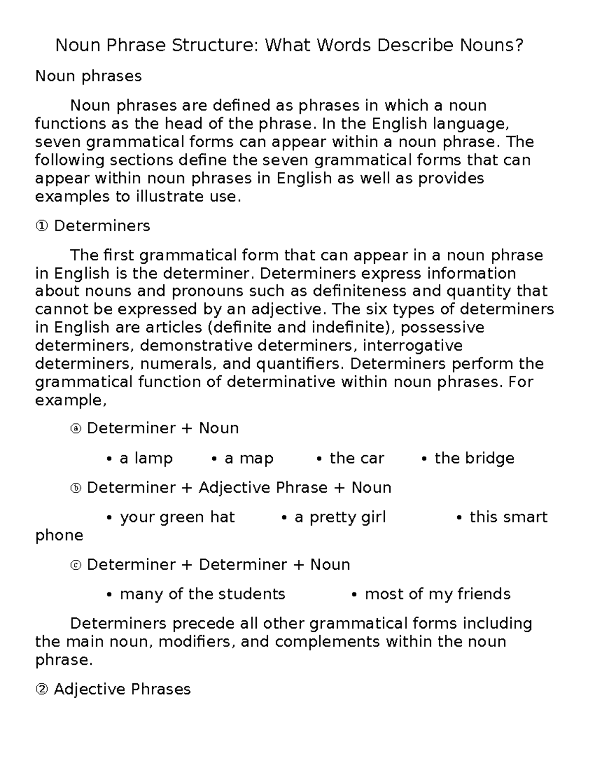 Syntax Noun Phrase Structure: Understanding Grammatical Forms - Studocu