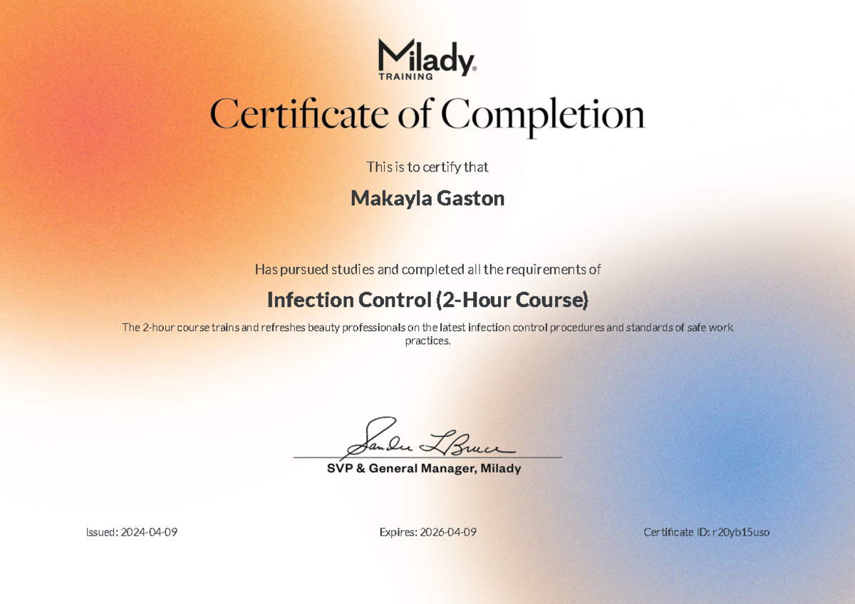 Makayla Gaston - 2024-04-09 - This is to certify that Makayla Gaston ...