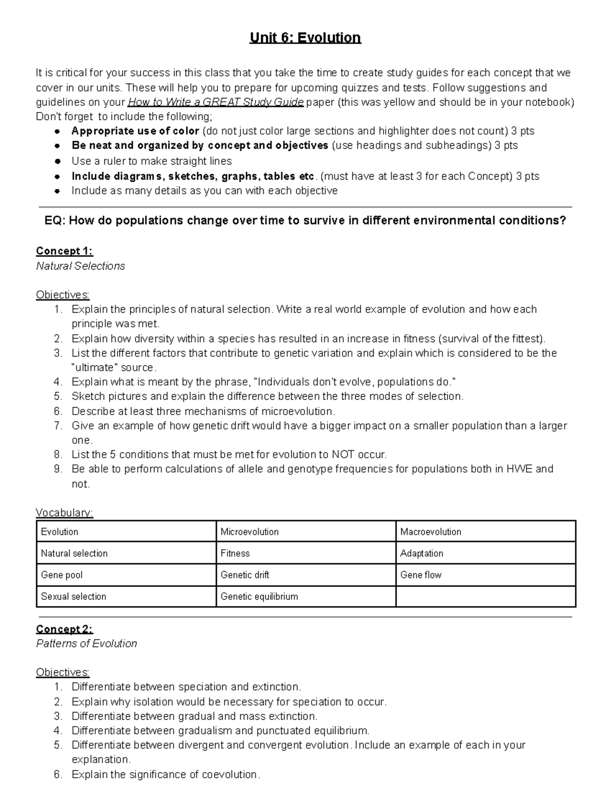 Unit 6: Evolution Study Guide - Studocu