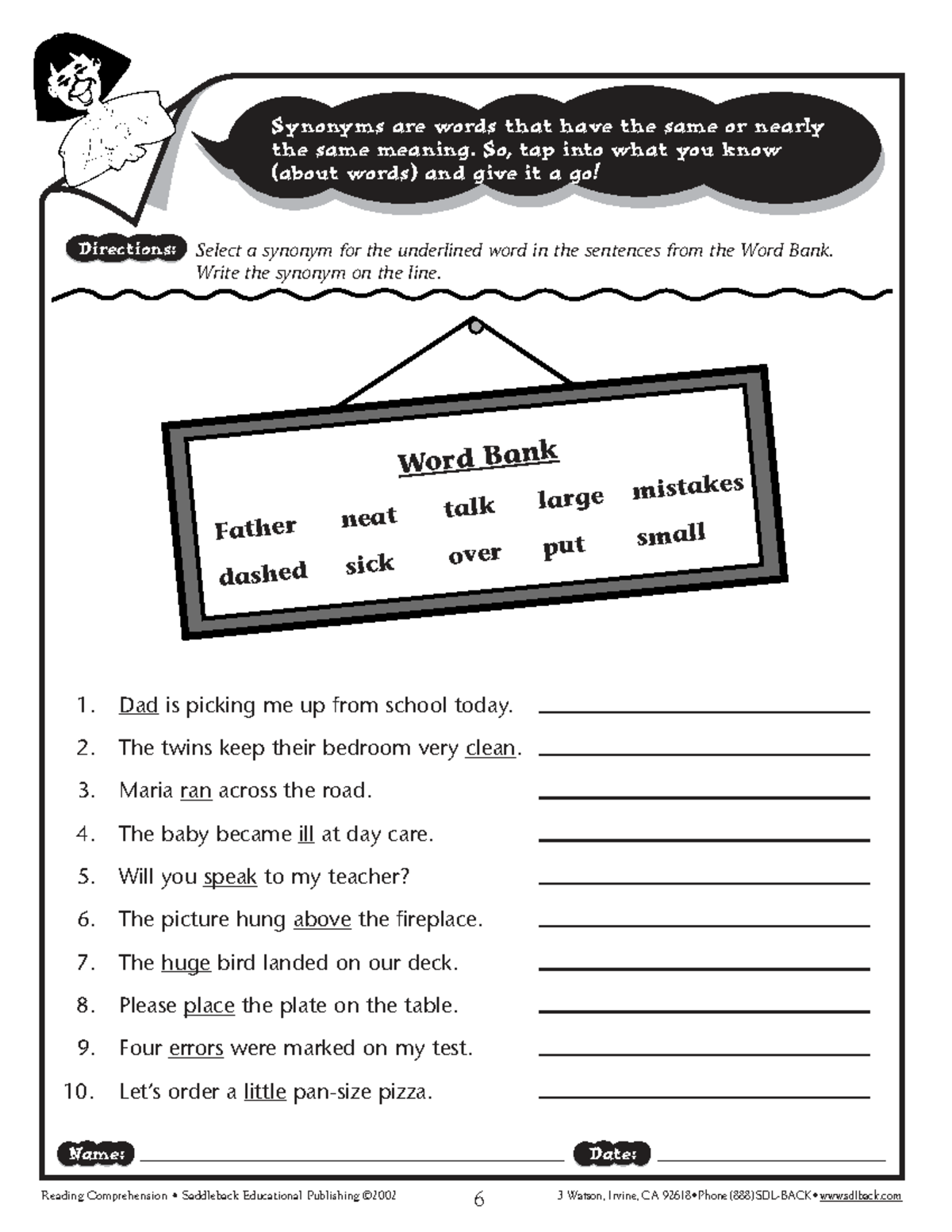 Reading Comprehension Activities: Synonyms, Antonyms, and Base Words ...