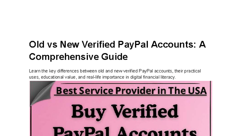 Buy Verified Pay Pal Accounts Old and New - Old vs New Verified PayPal ...