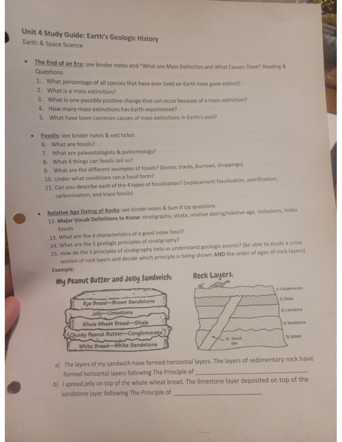 Science Unit 4 Study Guide: Geologic History Year 10 Assignments - Studocu