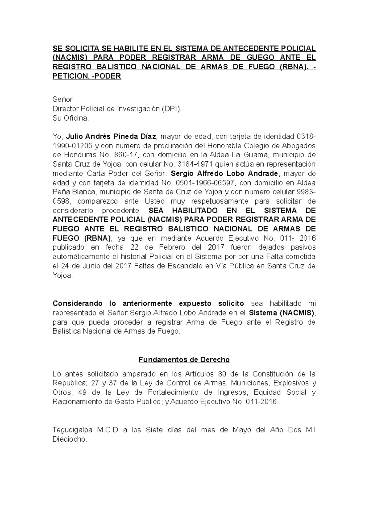 Solicitud de Habilitación en NACMIS para Registro de Arma de Fuego ...