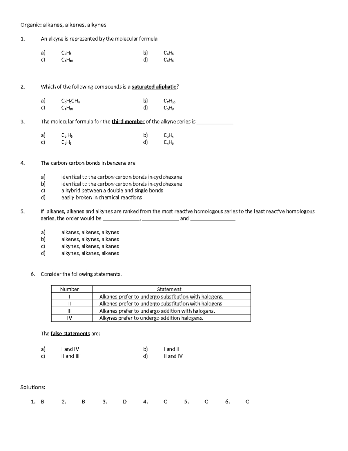 Alkanes alkenes alkynes - Organic: alkanes, alkenes, alkynes 1. An ...
