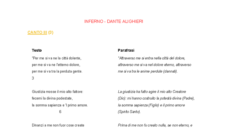 Canti 3, 5, 26 Inferno di Dante: Analisi e Parafrasi - Studocu
