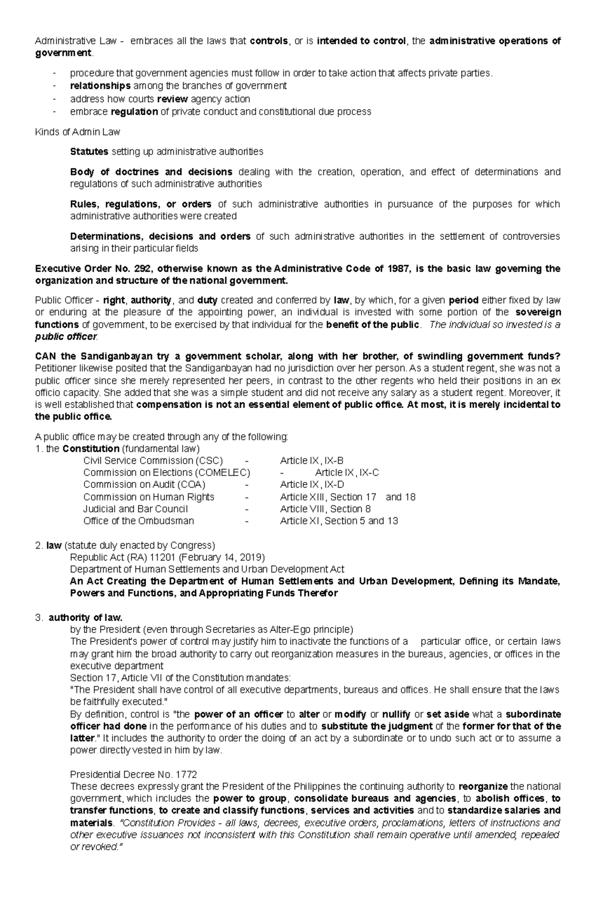 Admin Law Notes: Key Concepts and Case Studies (Admin 101) - Studocu