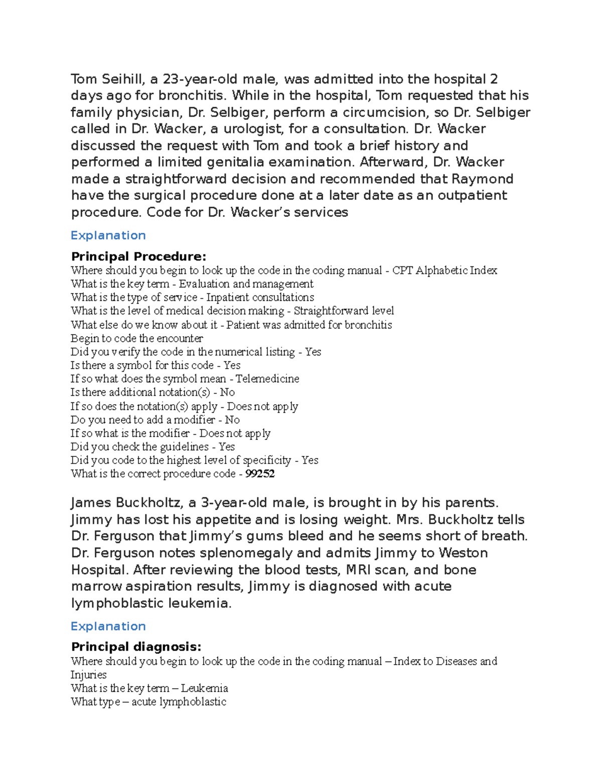 UNIT 10 LAB QUIZ: Coding Cases in Medical Procedures - Studocu