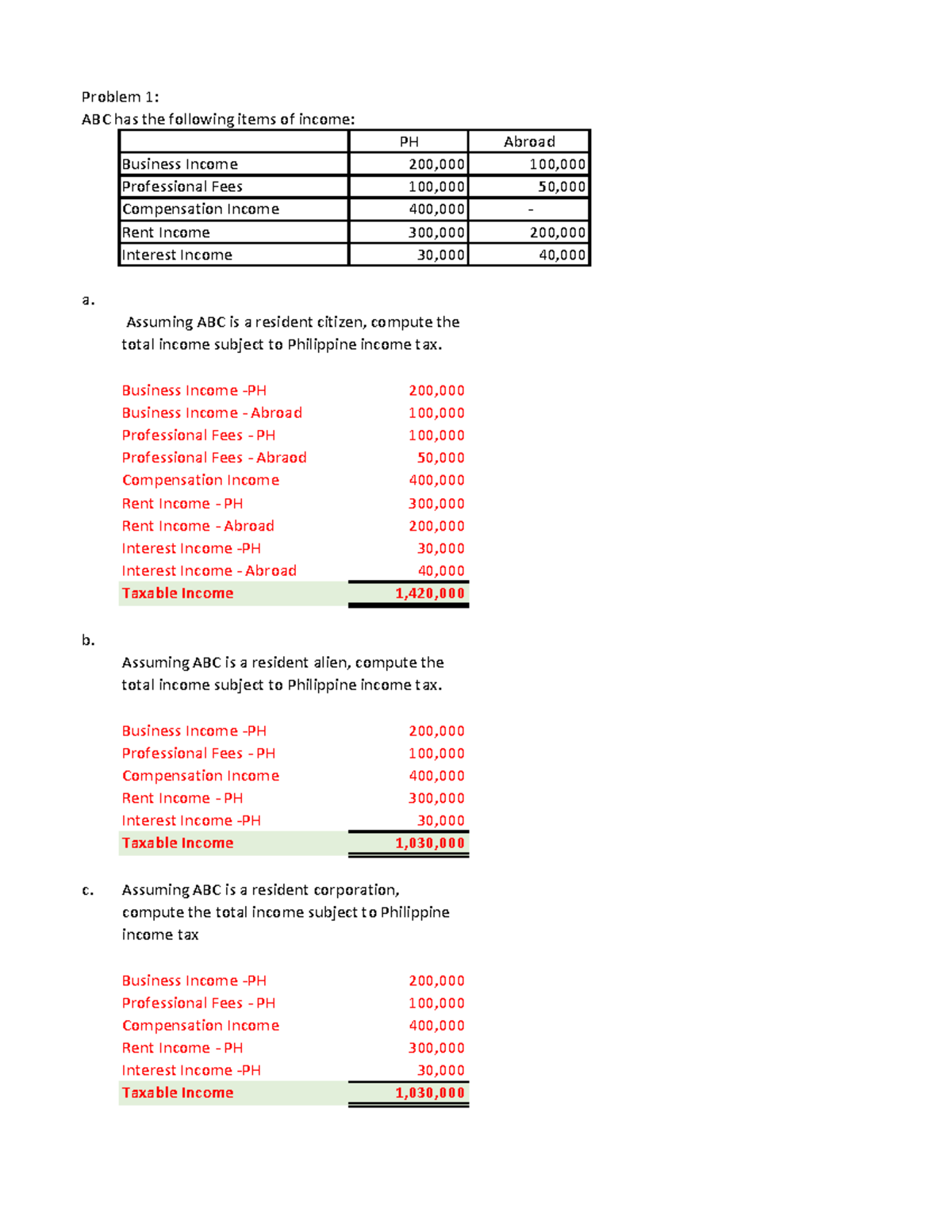 TAX - Sample Taxation Problem with Solutions and Detailed Computations ...