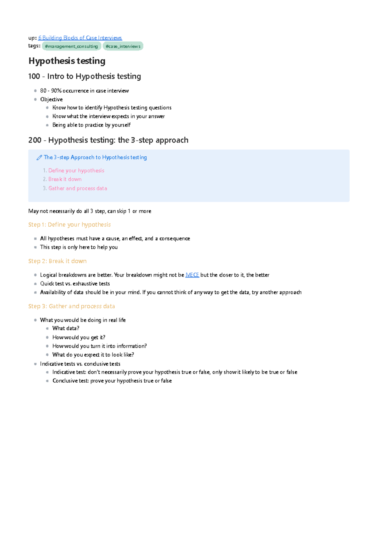 6 Building Blocks of Case Interviews: Hypothesis Testing Guide - Studocu