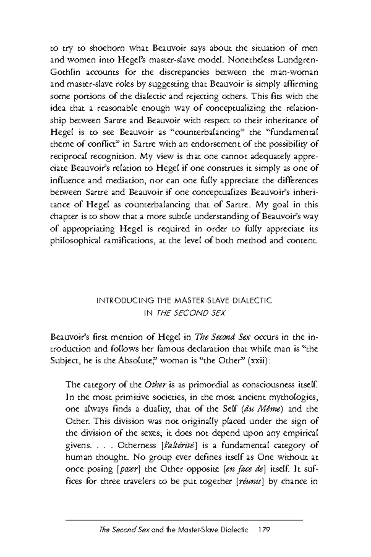 The Second Sex and Hegel's Master-Slave Dialectic Analysis (PHIL 301 ...
