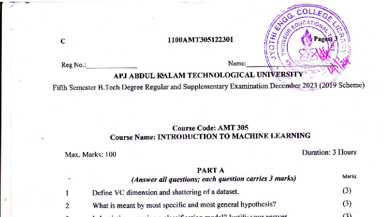 AMT 305 Machine Learning Final Exam Questions and Answers - Studocu