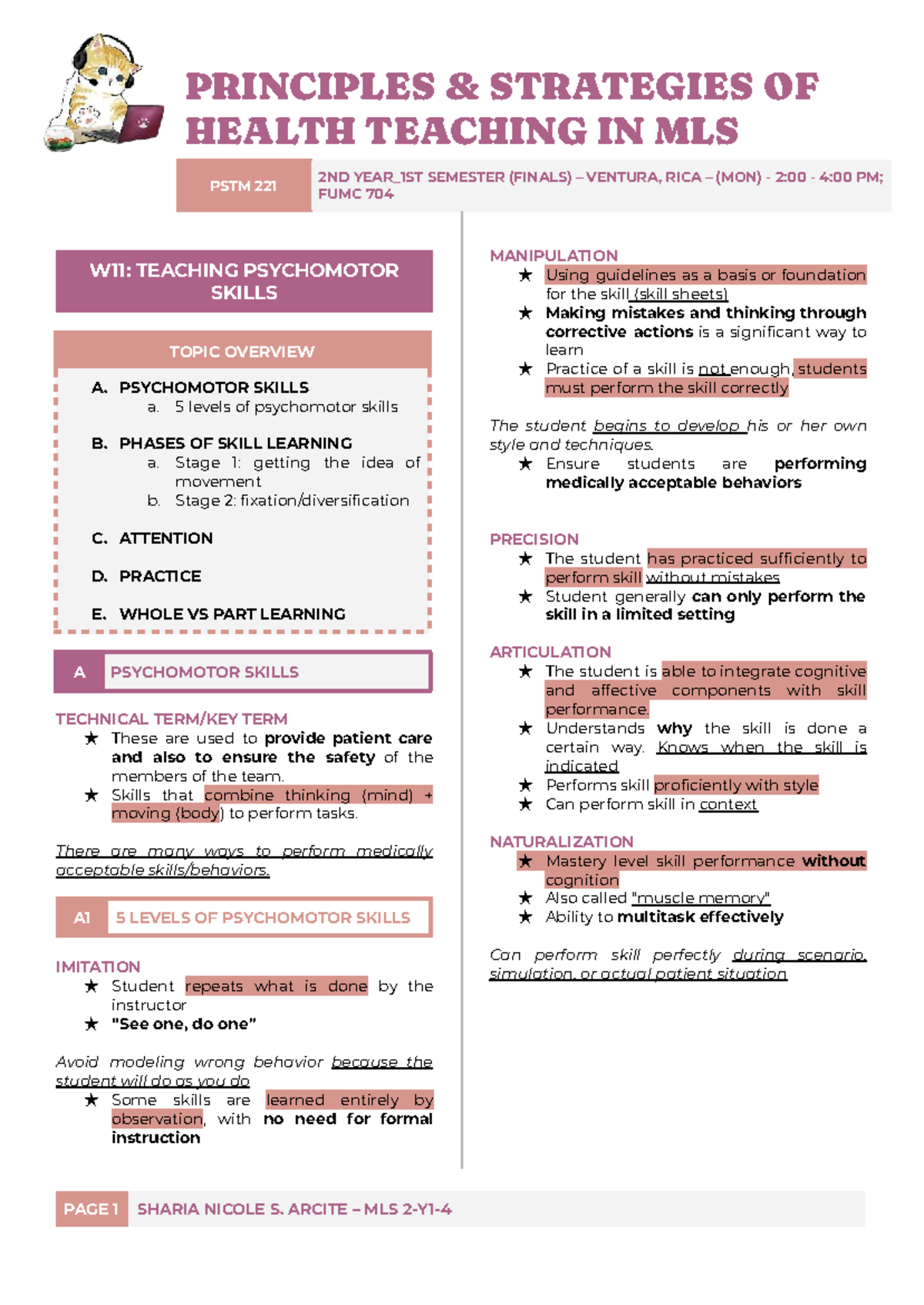 Principles and Strategies of Health Teaching in MLS PSTM 221 Finals ...