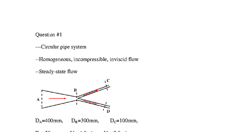 Fluid Mechanics-HW2 -Circular pipe system -Homogeneous, incompressible ...