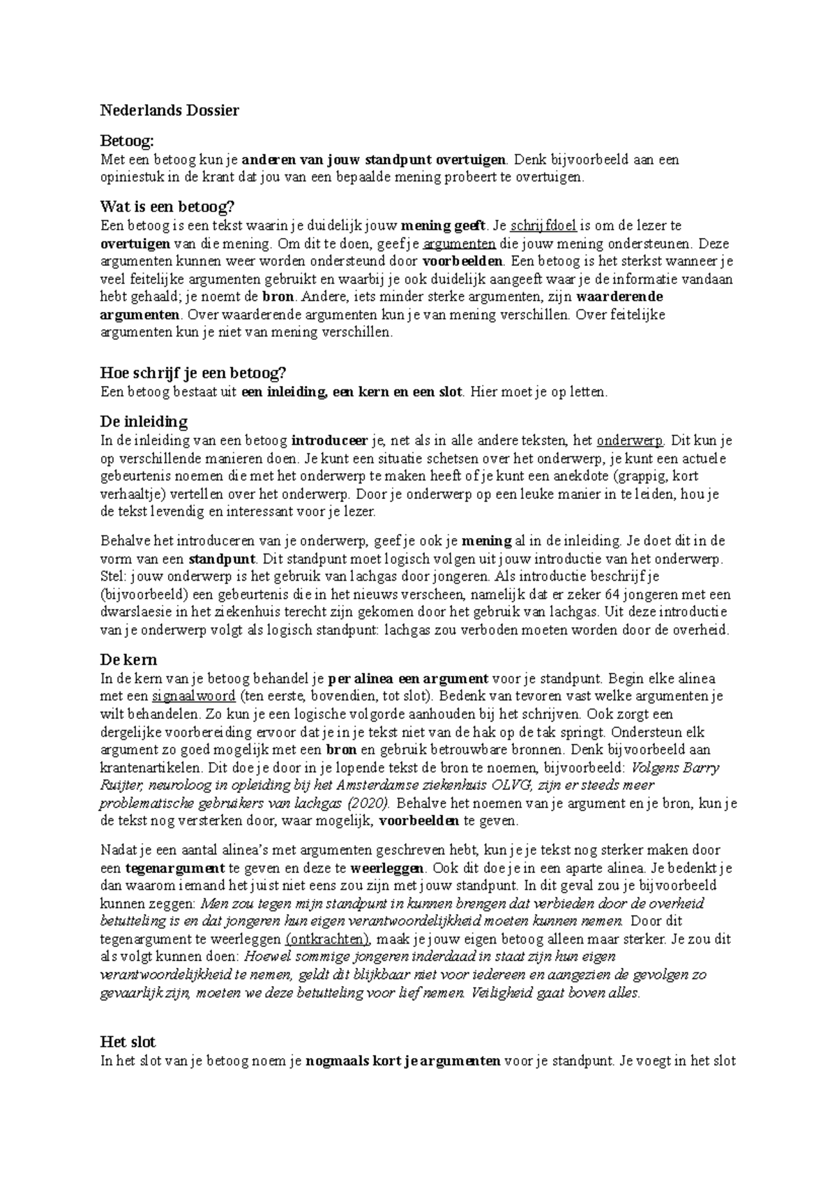 Nederlands Betoog & Uiteenzetting: Structuur en Schrijfwijzen - Studeersnel