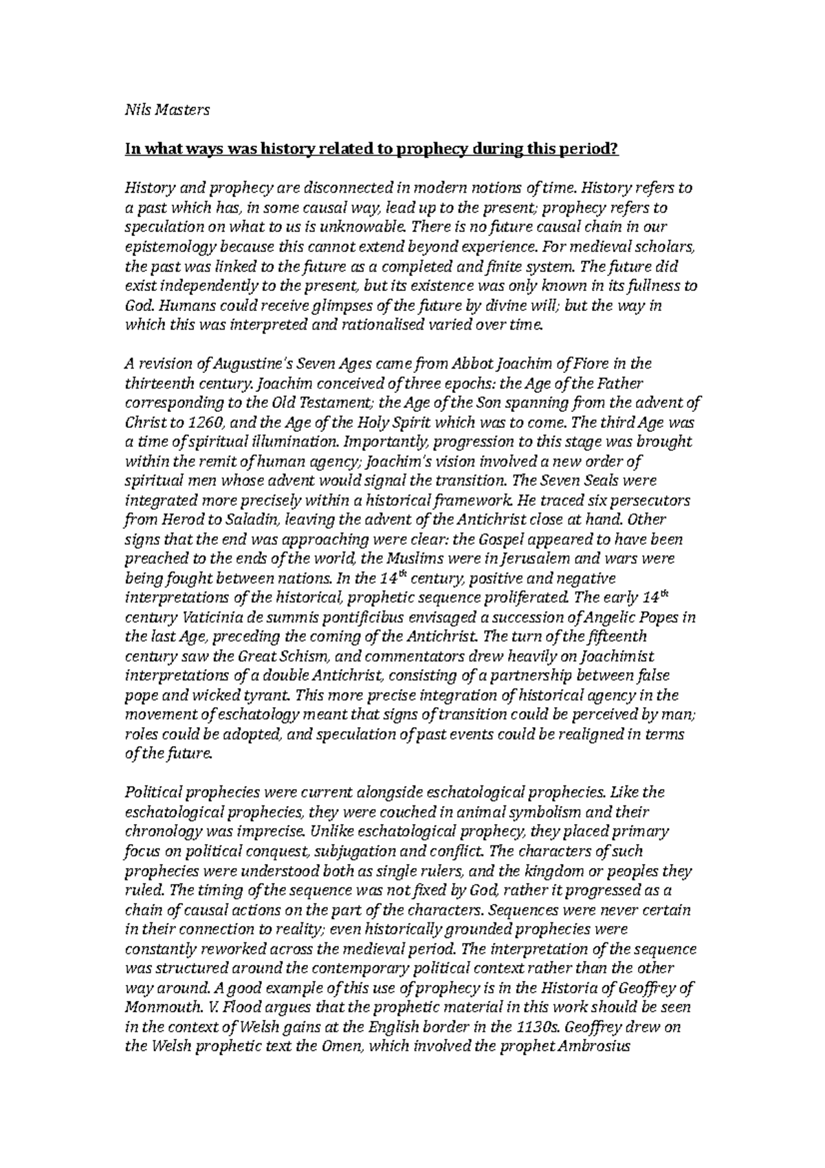Medieval Concepts of Time and Prophecy: An In-Depth Analysis - Studocu