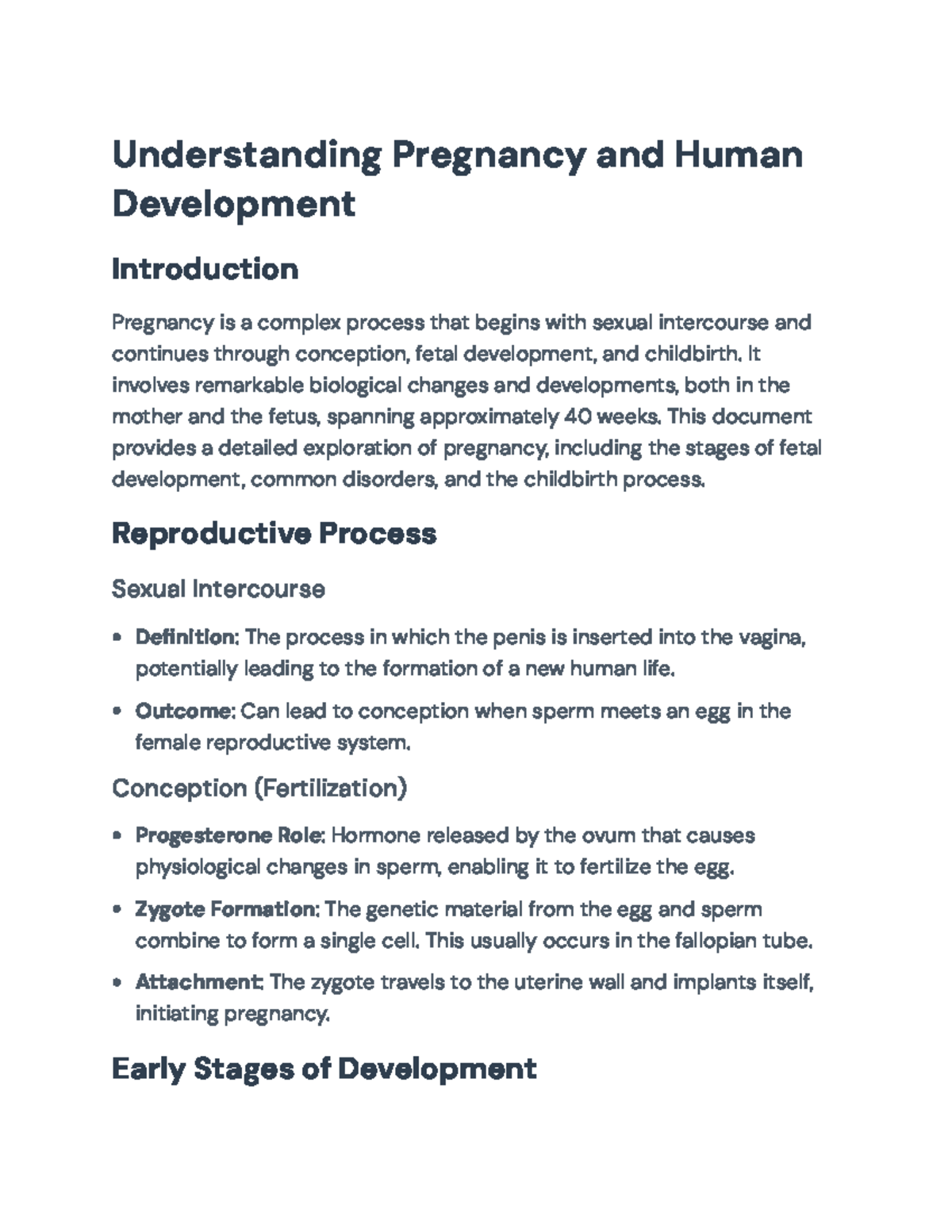 Understanding Pregnancy and Human Development: Stages and Disorders ...