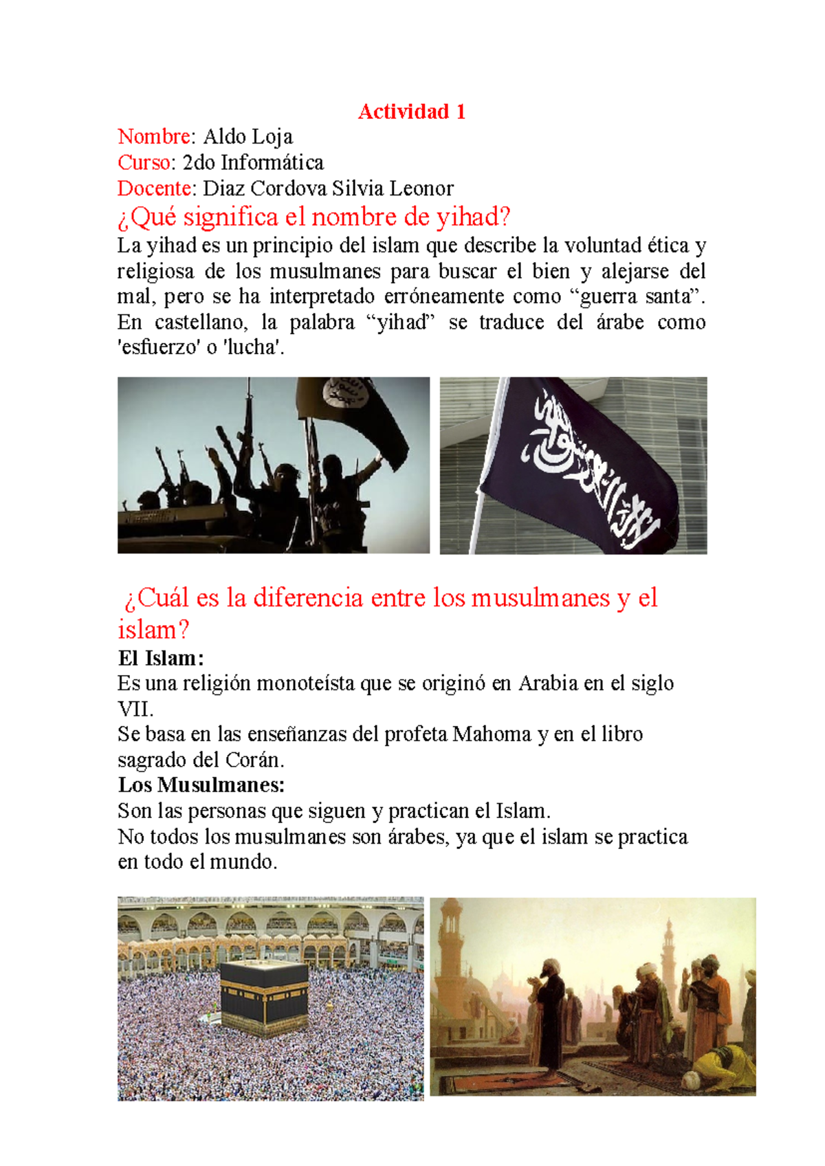 Actividad 1: Significado de la Yihad en el Islam - 2do Informática ...