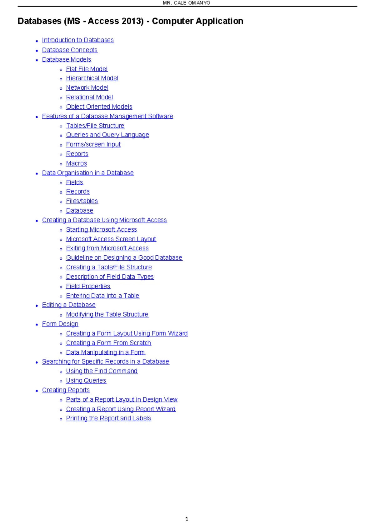 Database 1 - NOTES - What is database Database is defined as computer ...