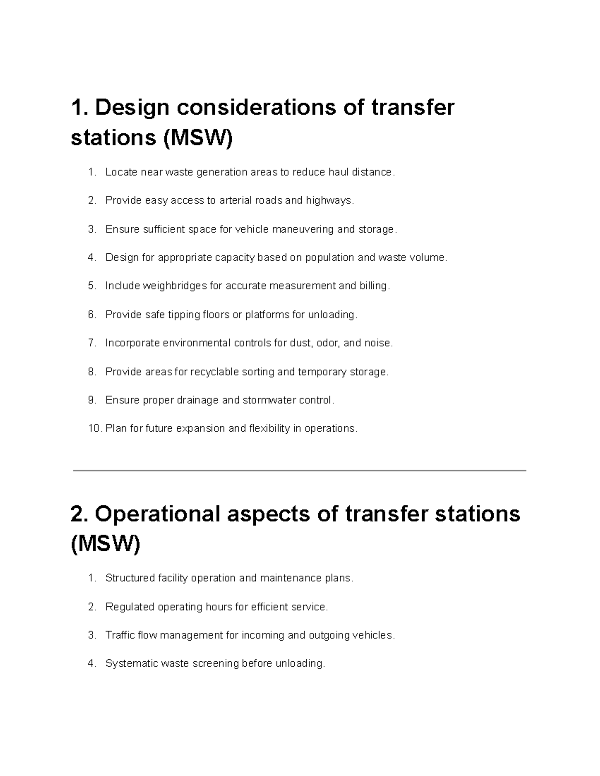 Design Considerations and Operational Aspects of MSW Transfer Stations ...
