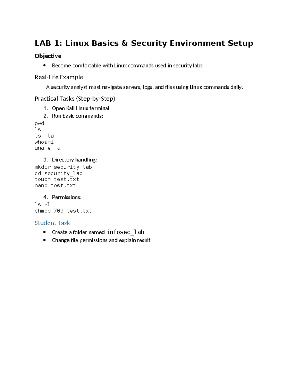 Lab 1 - Nothing - LAB 1: Linux Basics & Security Environment Setup ...