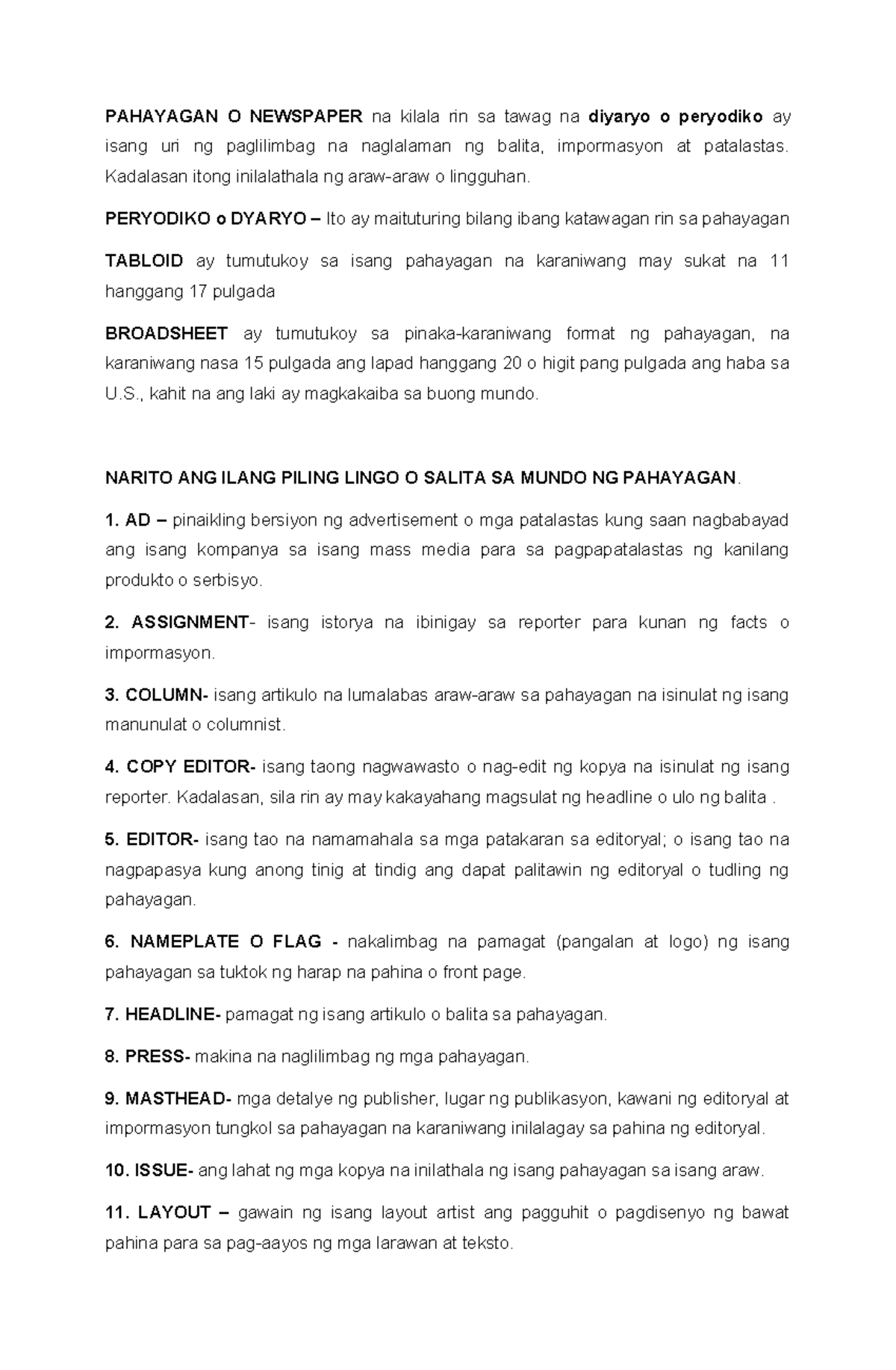 Filipino 8 - Reviewer on Newspapers, Documentaries & Data Gathering ...