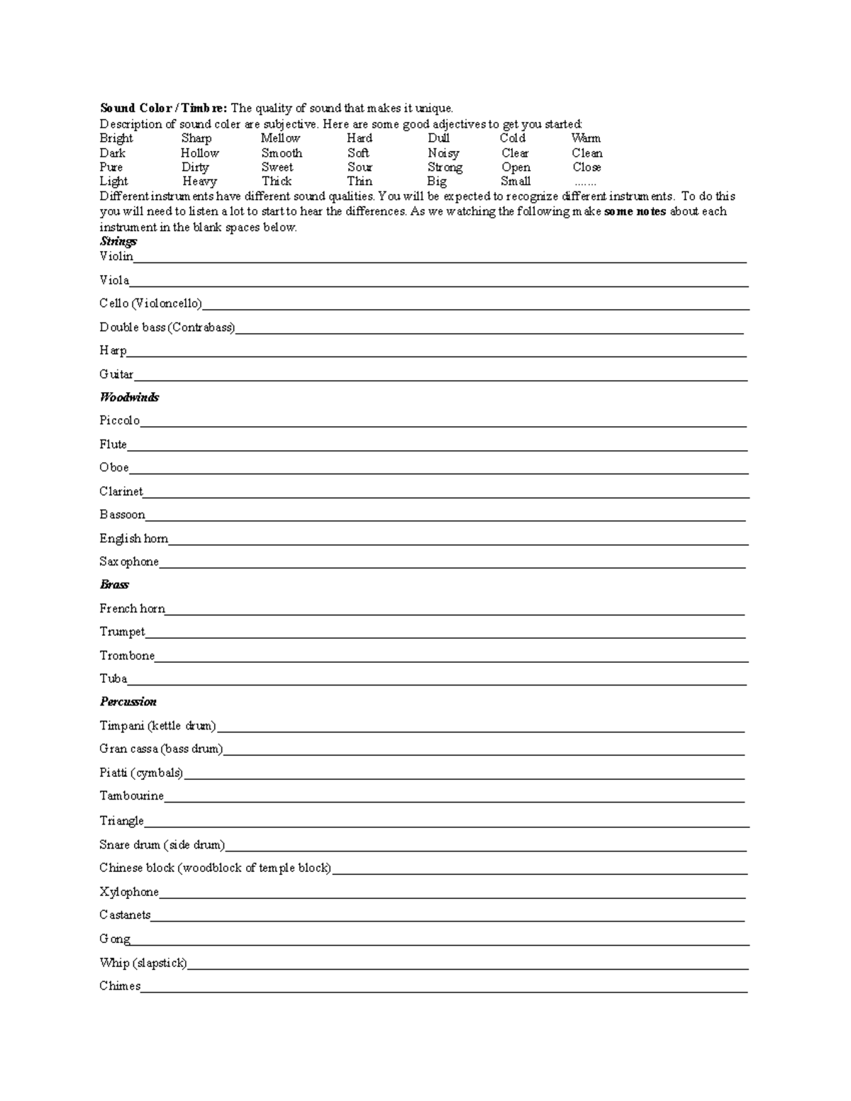 Sound Color & Timbre: Understanding Unique Sound Qualities - Studocu