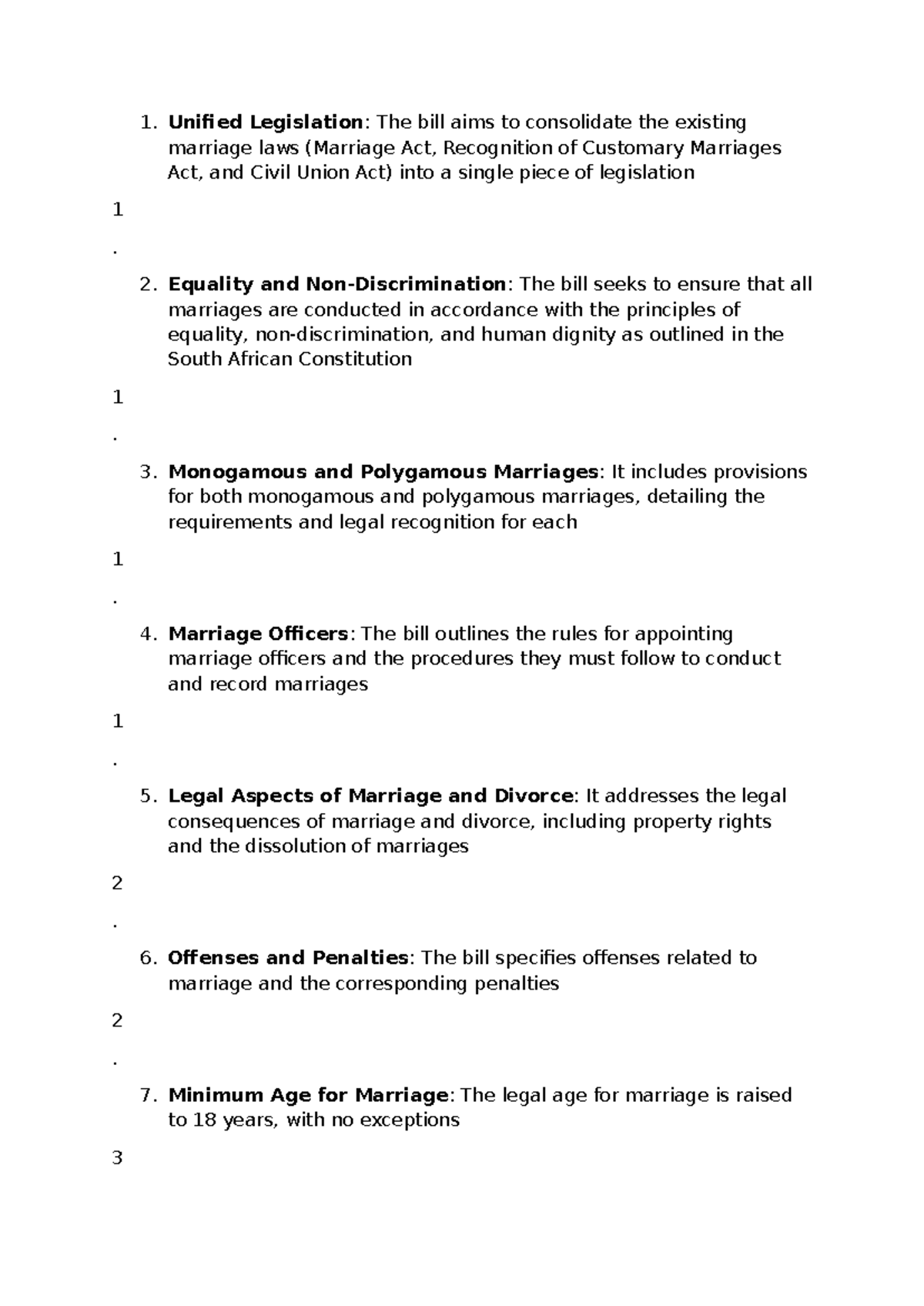 Marriage Bill Changes Summary: Key Provisions and Legal Aspects - Studocu