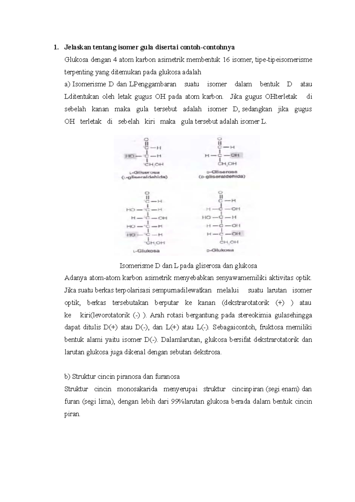 Tugas Karbohidrat 2: Isomerisme dan Struktur Monosakarida - gdk - Studocu