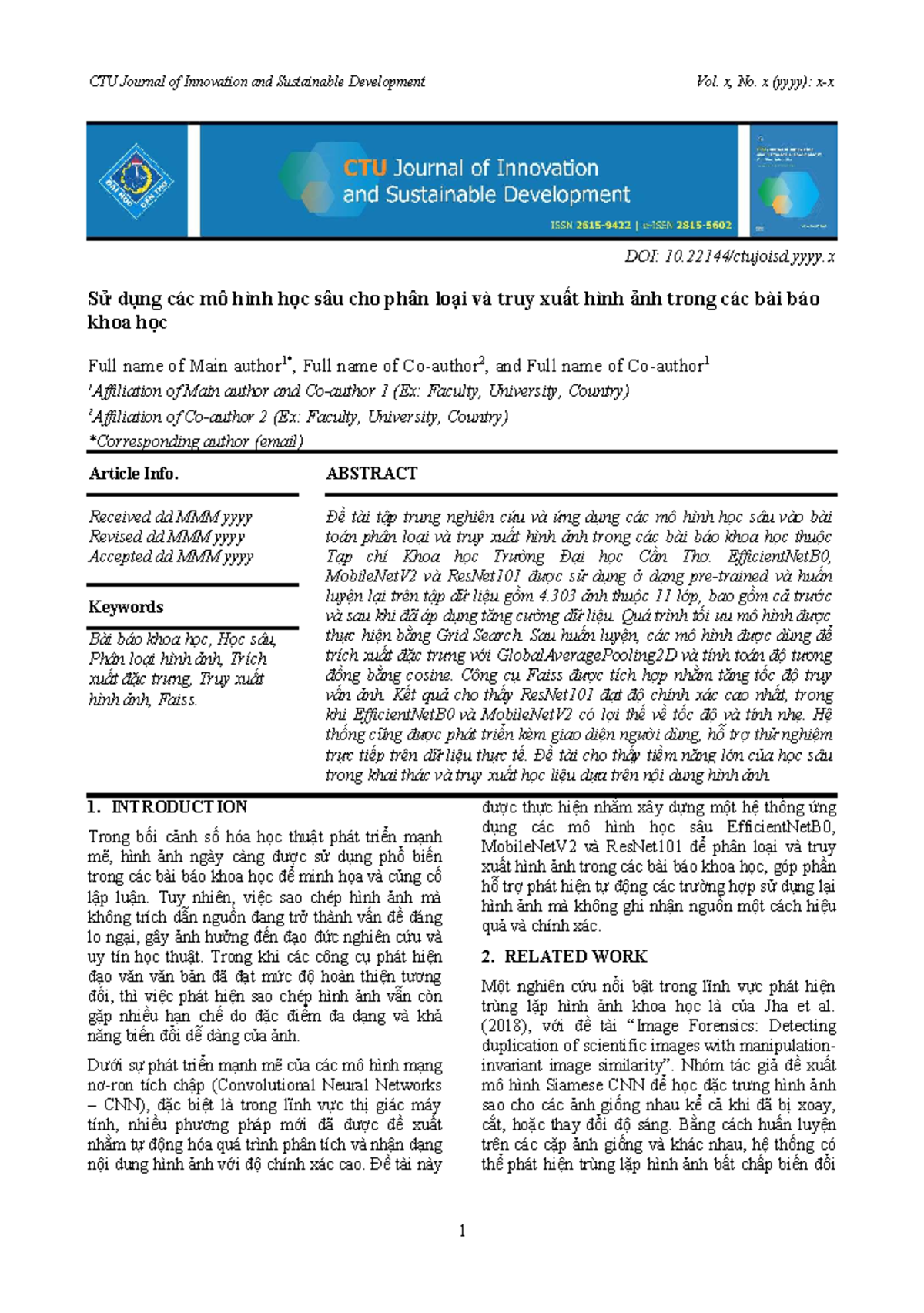 CTU Journal of Innovation and Sustainable Development: Deep Learning ...