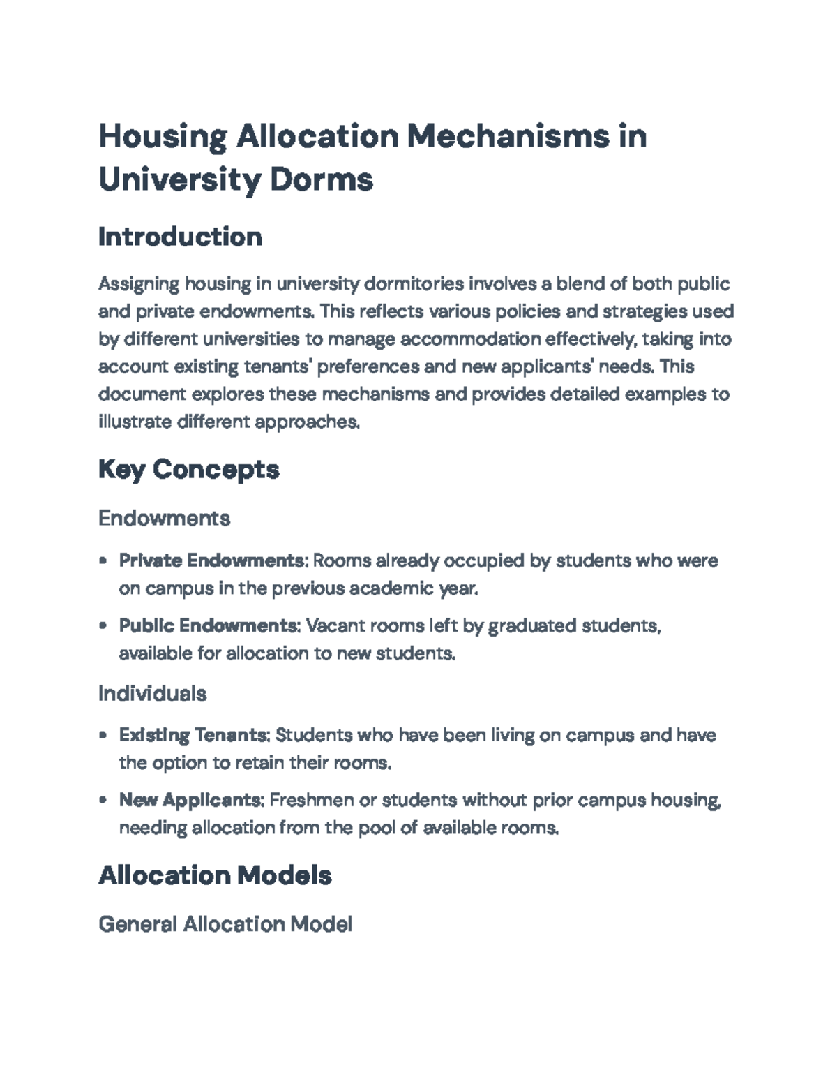 Housing Allocation Mechanisms in University Dorms: A Detailed Study ...