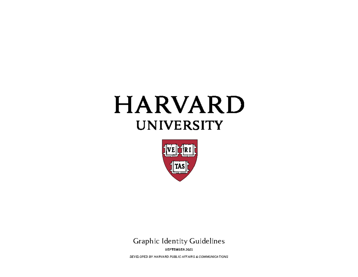 Harvard University Graphic Identity Guidelines - September 2021 - Studocu
