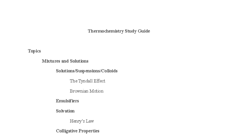 Thermochemistry Study Guide (CHEM 101) - Key Concepts & Topics - Studocu