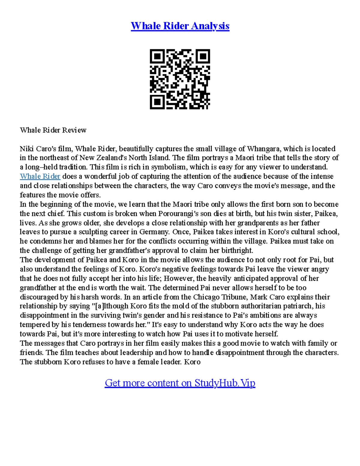 Whale Rider Essay Analysis: Exploring Cultural Tradition & Gender Roles ...