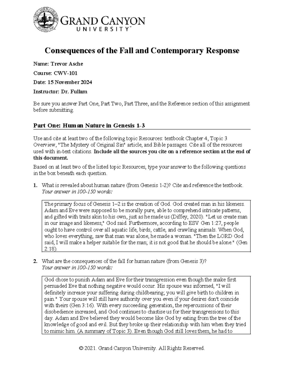 Conseq Of The Fall Contemporary Response Online - Consequences of the Fall and Contemporary ...