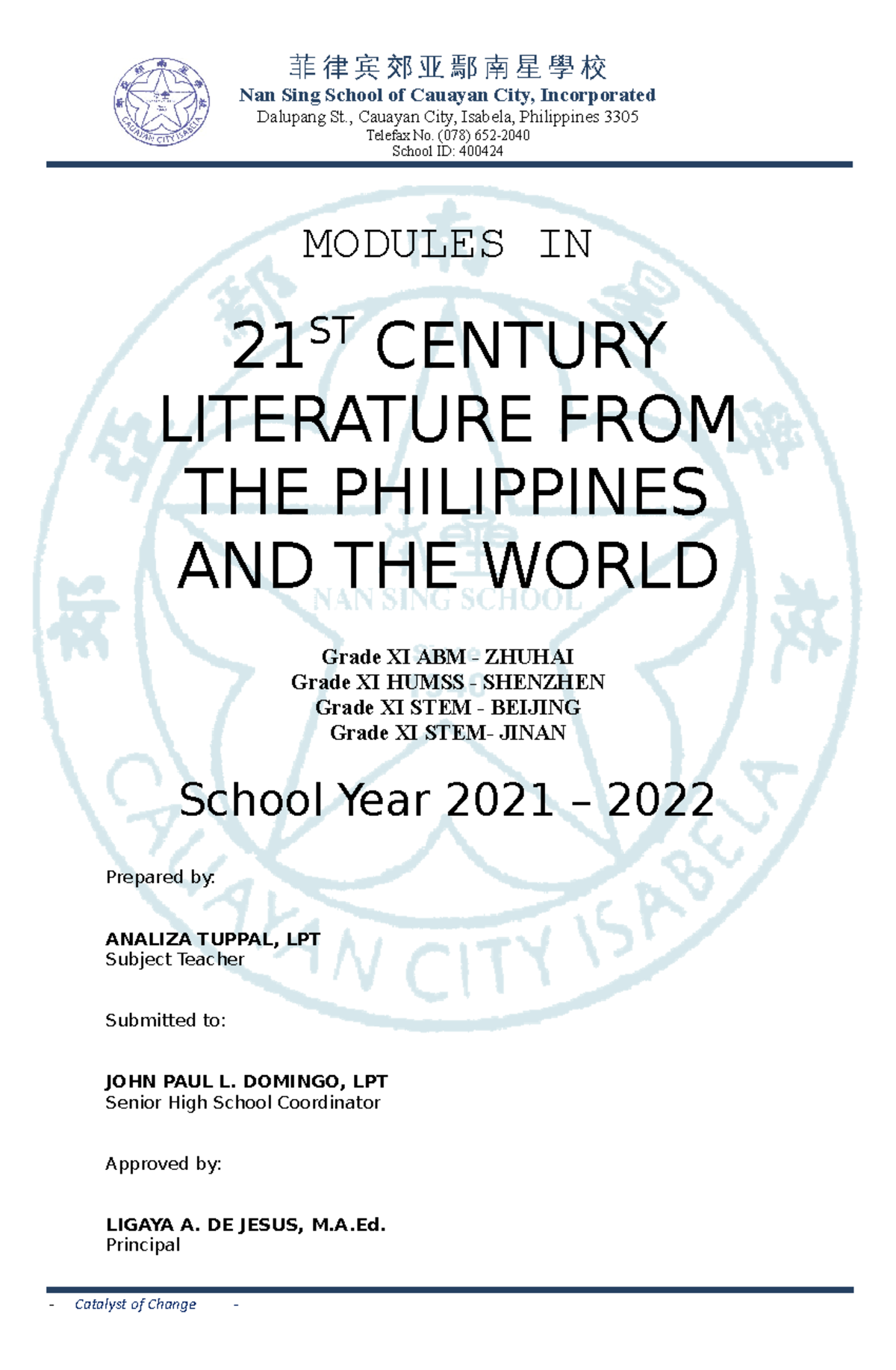 21st Century Literature Module 1: Characteristics and Contexts - Studocu