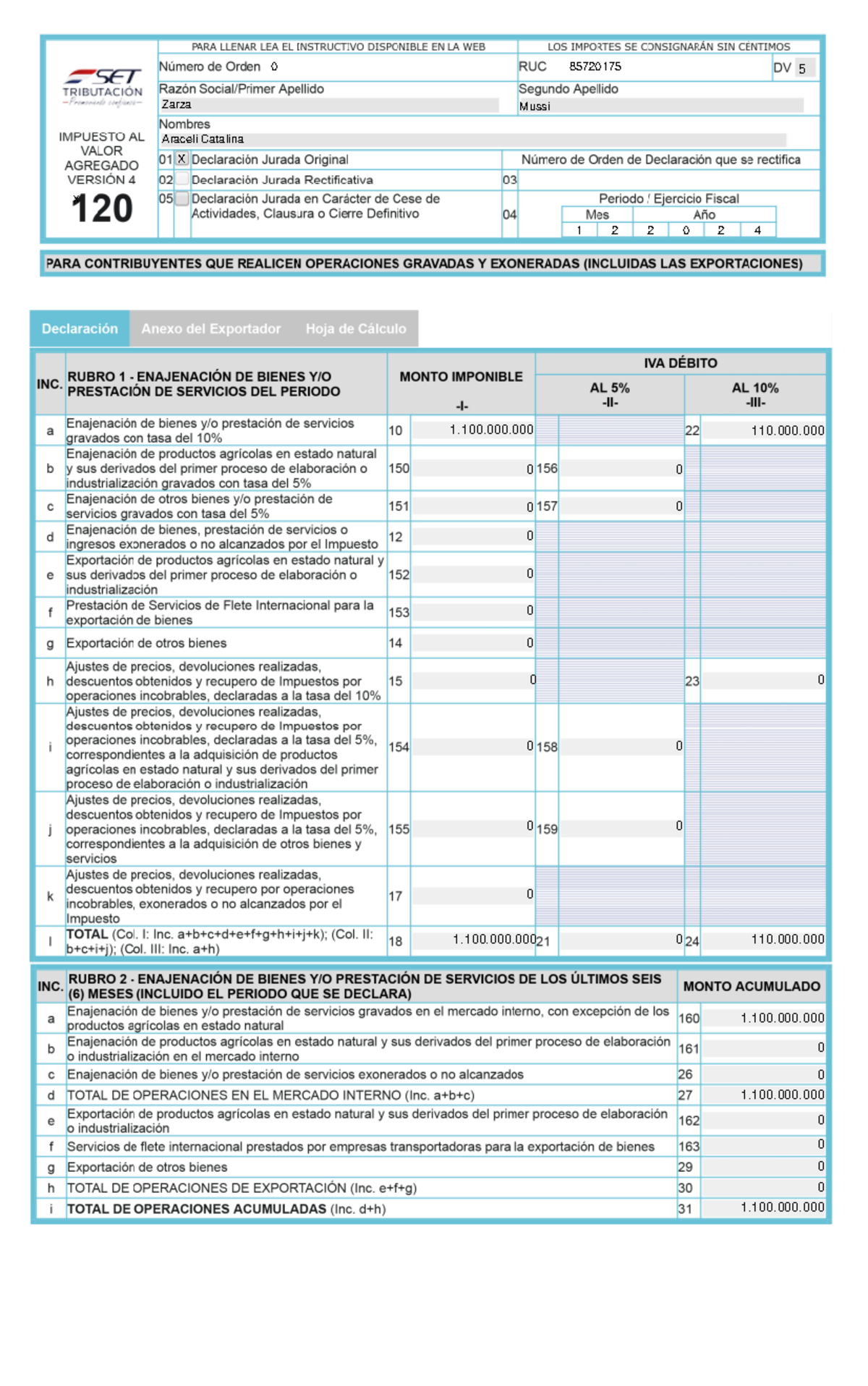 Formulario 120 maria teresa arrua - Zarza x Mussi Araceli Catalina 110 ...